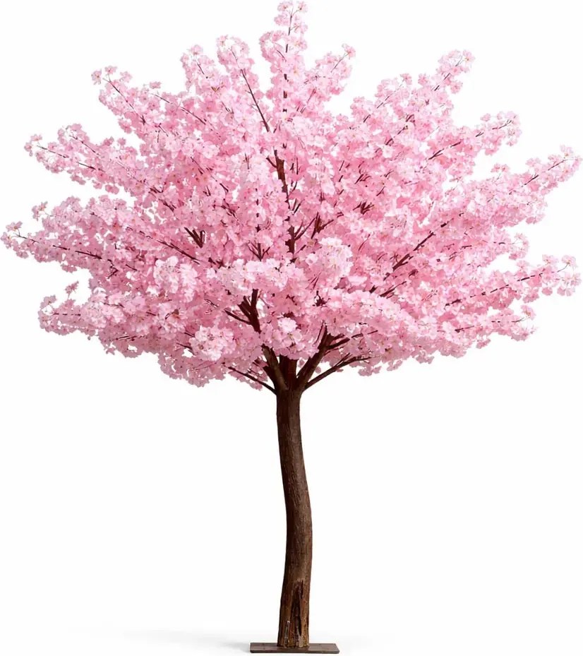 3D umělý strom Sakura 200 × 150 cm, růžová dekorace, IP44 venkovní, kov a plast