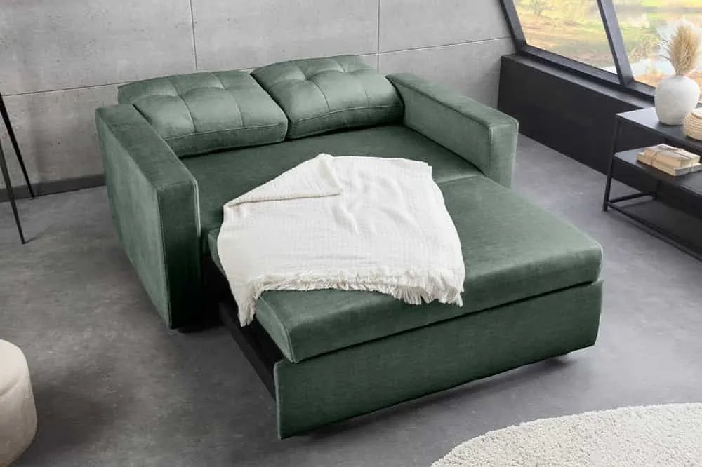 Designová rozkládací pohovka Zaragoza 142 cm zelený samet