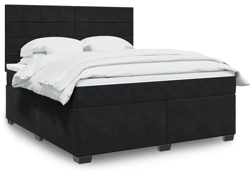Box spring postel s matrací černá 180x200 cm samet 3290980