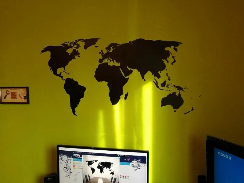 Samolepka na zeď - Mapa světa (95x46 cm) - PopyDesign