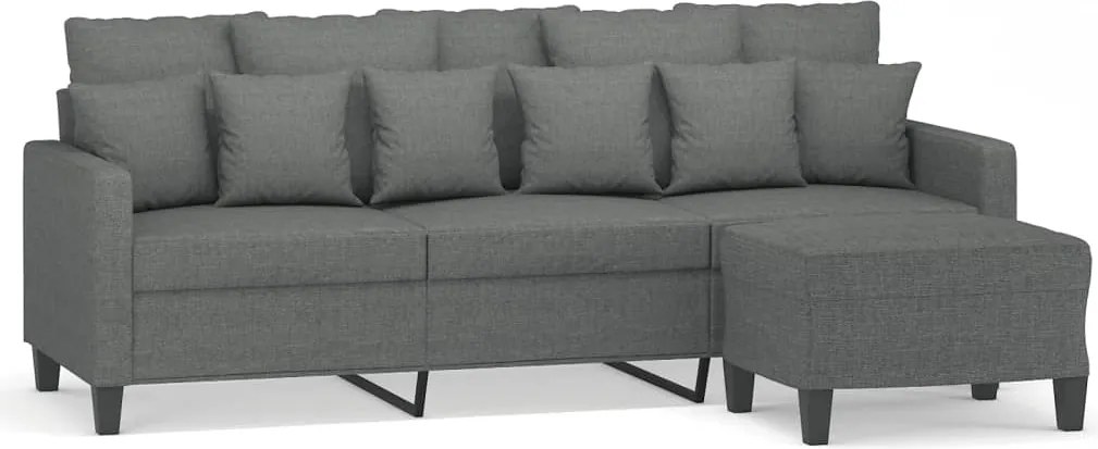 3místná pohovka s podnožkou tmavě šedá 180 cm textil 3201090
