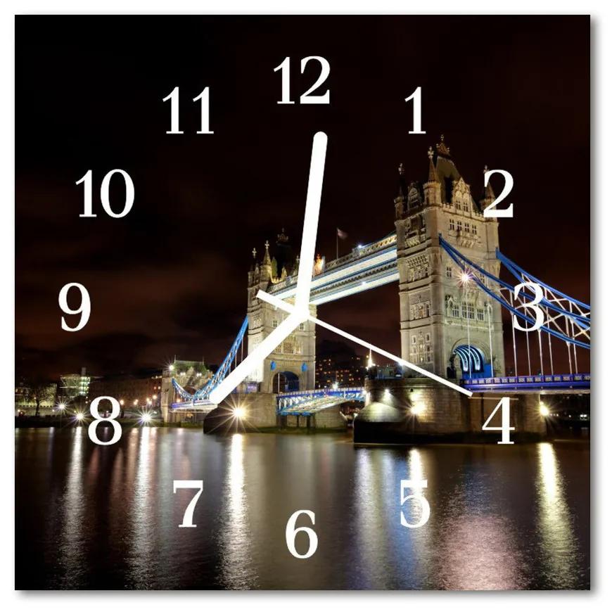 Skleněné hodiny čtvercové Most Londýn 30x30 cm