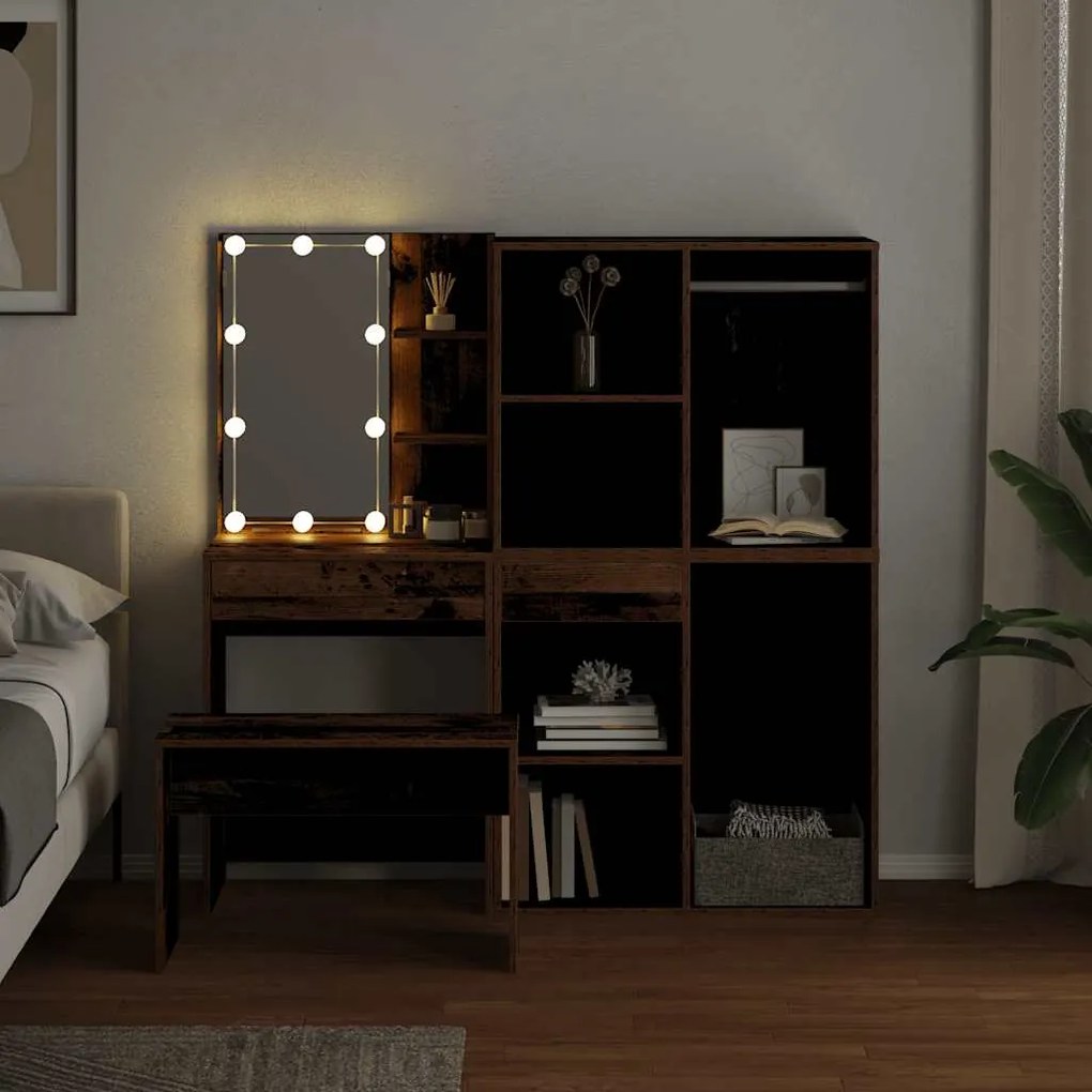 Set Toaletního Stolku S Led Kompozitní Dřevo