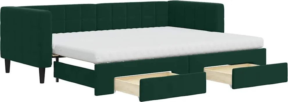 Válenda s přistýlkou a zásuvkami tmavě zelená 80 x 200 cm samet 3196758