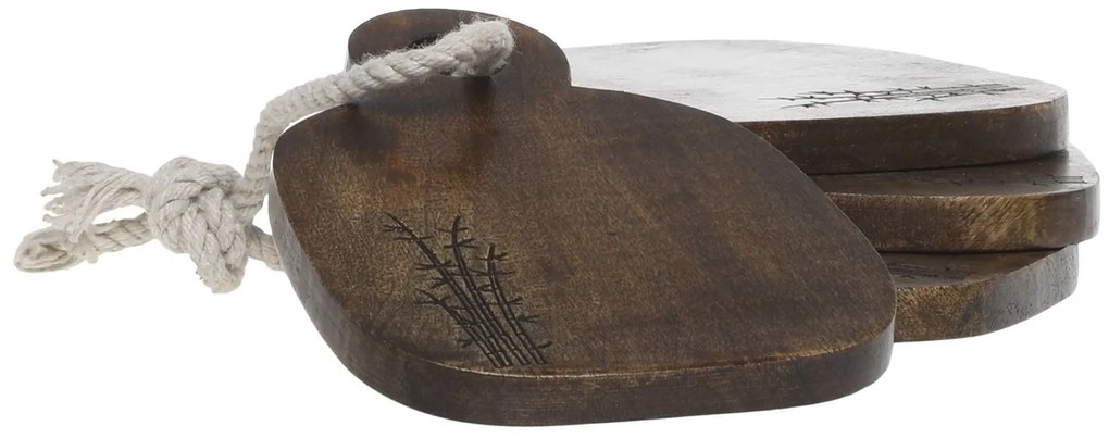 Set 4ks hnědé dřevěné mangové prkénko Tapas Tours - 15*15 cm