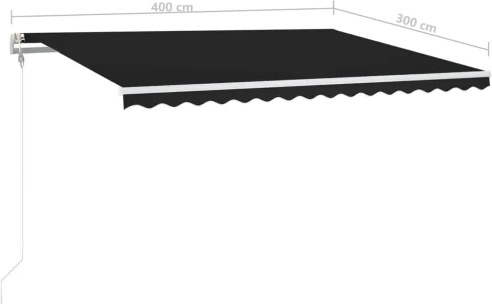 vidaXL Marketos Automatická markýza LED a senzor větru 400 x 300 cm antracitová