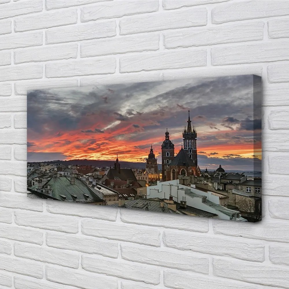 Obrazy na plátně Krakow Sunset panorama 125x50 cm