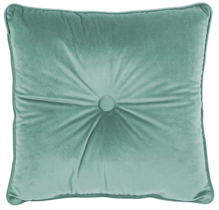 Světle zelený polštář Tiseco Home Studio Velvet Button, 45 x 45 cm