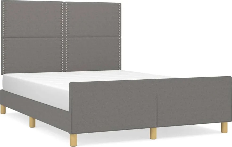 Rám postele bez matrace tmavě šedý 140 x 190 cm textil 3124969