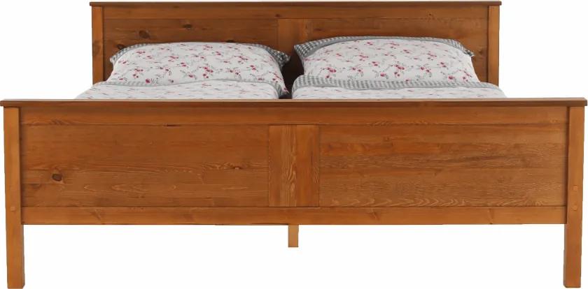 Tempo Kondela Masivní postel PROVO 160x200, borovicové dřevo v odstínu dub