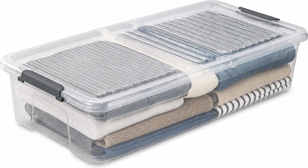 Úložný box s víkem a kolečky pod postel, KEEEPER CLIPBOX LEO 33L, 77 x 38 x 16 cm