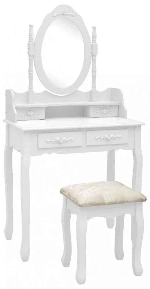 Toaletní stolek s taburetem Dekorhome Bílá