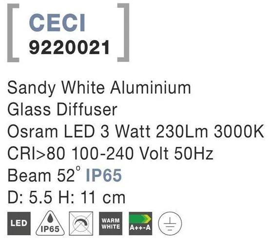 Nova Luce Venkovní stropní svítidlo CECI černý hliník skleněný difuzor Osram LED 3W 3000K 52st. IP65 Barva: Černá