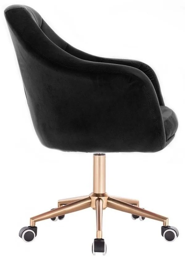 LuxuryForm DESIGN Otočné křeslo ANDORA VELUR na zlaté podstavě s kolečky - černé