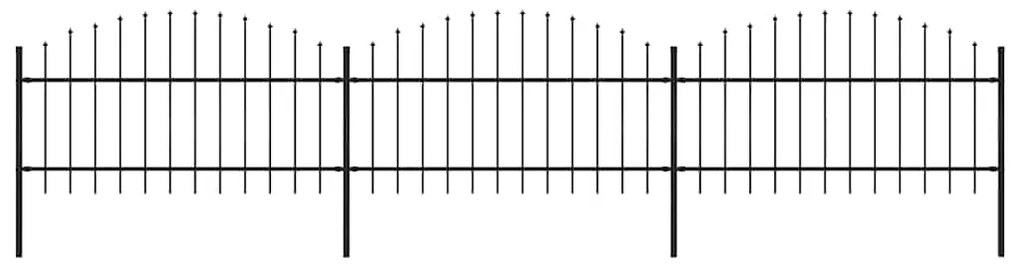 Zahradní plot s kopím nahoře ocelový 504 x 125 cm černý 277723