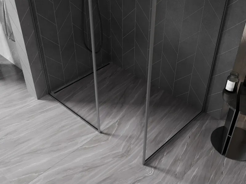 Mexen Kioto-F sprchová stěna Walk-in s rámem 125 x 100 cm, transparentní 8 mm, gun metal - 800-125-202-04-95-100