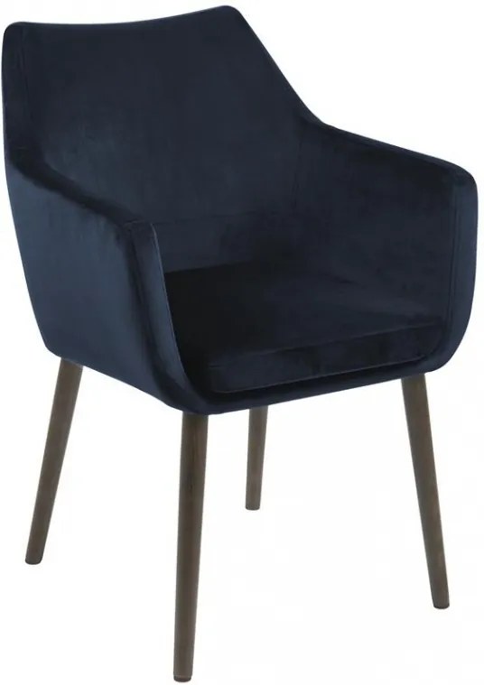 Židle Marte s područkami, samet, tmavě modrá