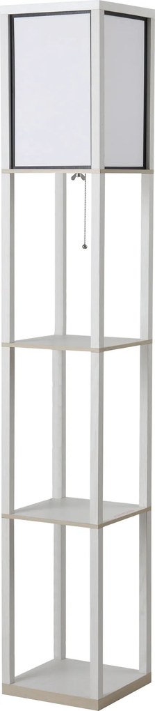 HOMCOM stojanová lampa na polici 26W x 26D x 160H cm 3 police 4 patra MDF bílá