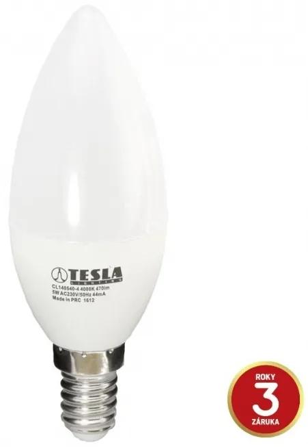 LED žárovka TESLA CANDLE svíčka, 5W, E14, studená bílá