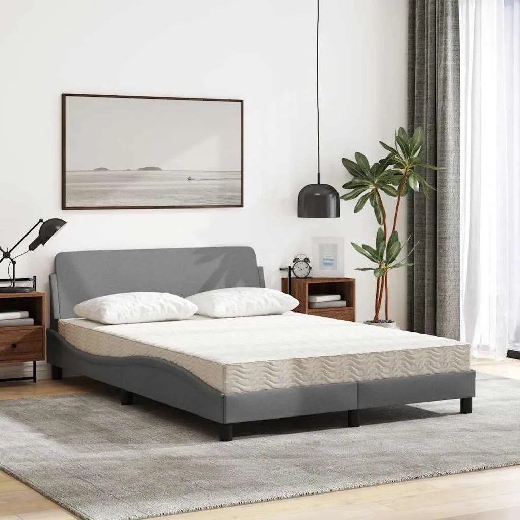 Postel s matrací Dover světle šedá 140 x 190 cm textil 3208384