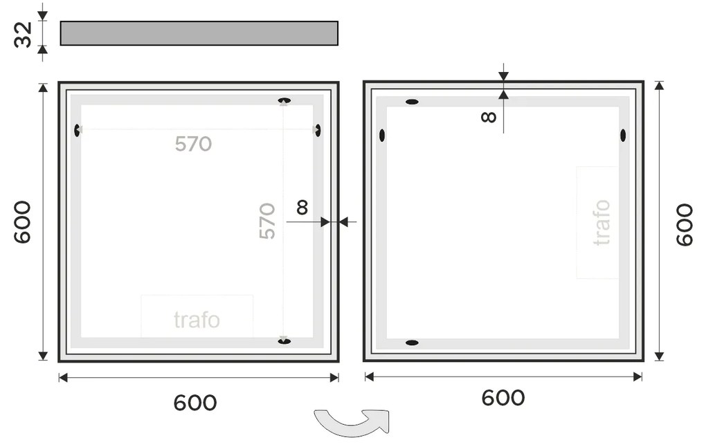 Nimco LED zrcadlo 600x600 - ZP 13066