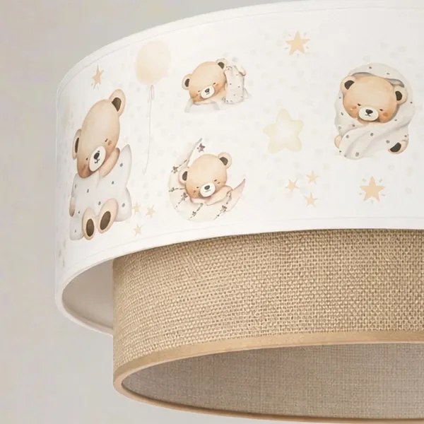 Brilagi- LED Dětský lustr na lanku BOBO 1xE27/60W/230V pr. 40 cm bílá/béž./medv.