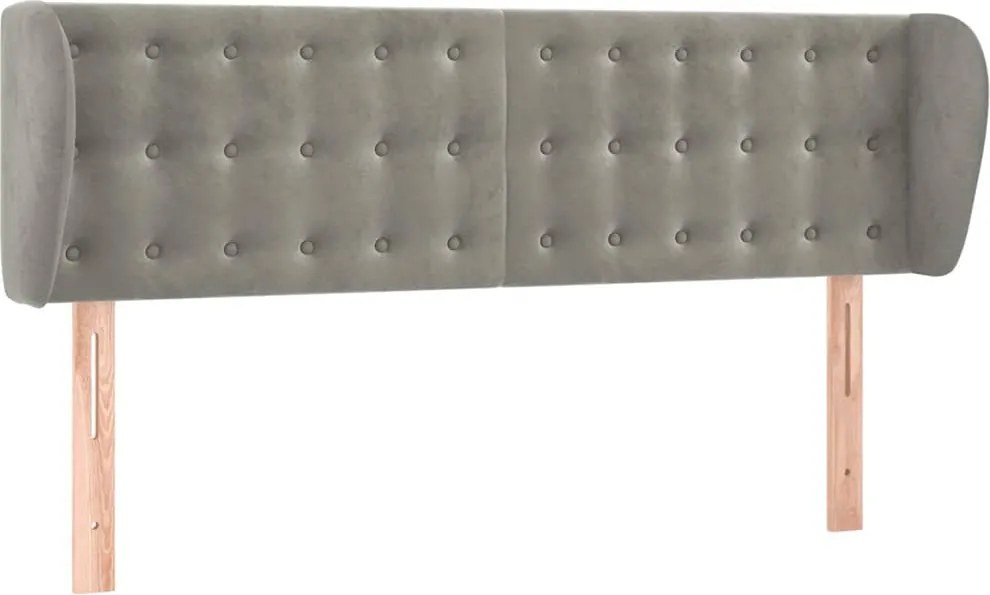 Čelo postele typu ušák světle šedé 147x23x78/88 cm samet 3117626