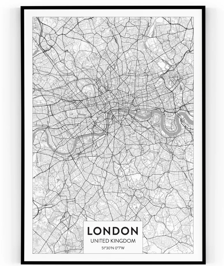Plakát / Obraz Mapa London 61 x 91,5 cm Pololesklý saténový papír