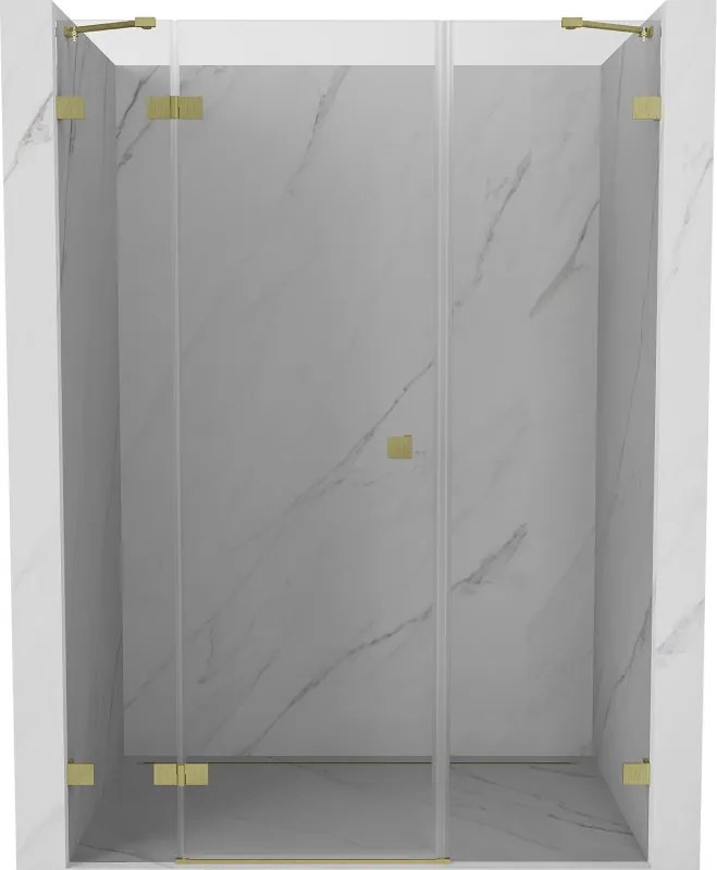 Mexen Lunar, levé otočné sprchové dveře 120 cm, 8mm čiré sklo, zlatý matný profil, 834S-120-050-55-00-L