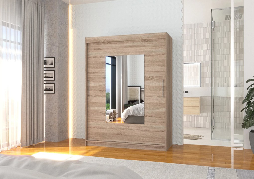 ADRK Furniture Skříň posuvná se zrcadlem DORRIGO 150 ADRK-SW-DOR-T-150