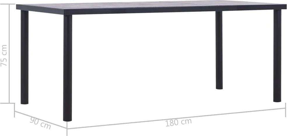 Jídelní stůl černý a betonově šedý 180 x 90 x 75 cm MDF 281860