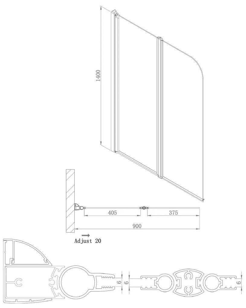 Gelco ONE vanová zástěna skládací 900mm, čiré sklo GO1190 GO1190