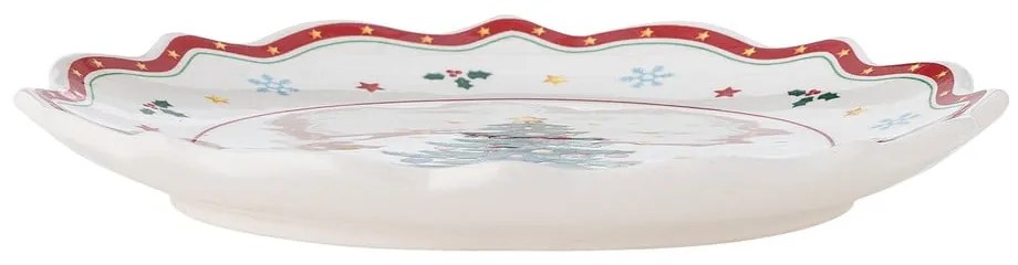Červeno-krémový servírovací keramický talíř s vánočním motivem ø 17 cm Naive – Bloomingville
