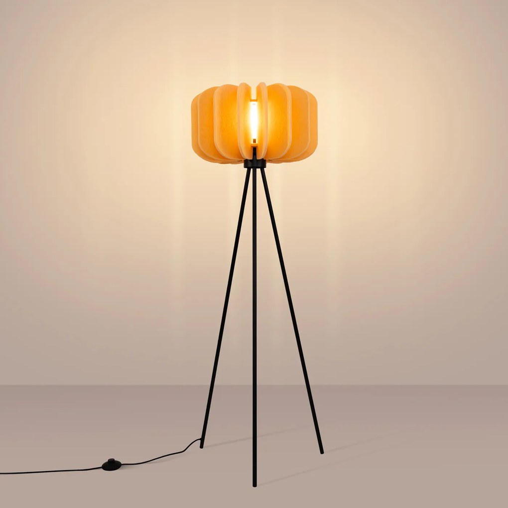 Stojící lampa Mula, 1x žluté plstěné stínítko, b, (fi 45cm)