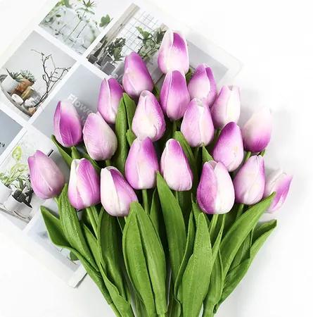 Bytová dekorace - kytice umělých tulipánů Balení: 5 ks, Barvy: K14 BÍLOFIALOVÁ