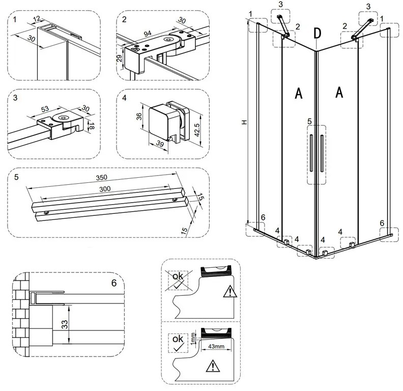 BPS-koupelny Čtvercový sprchový kout HYD-ATA-X2 110x110 chrom/transparent - bez vaničky