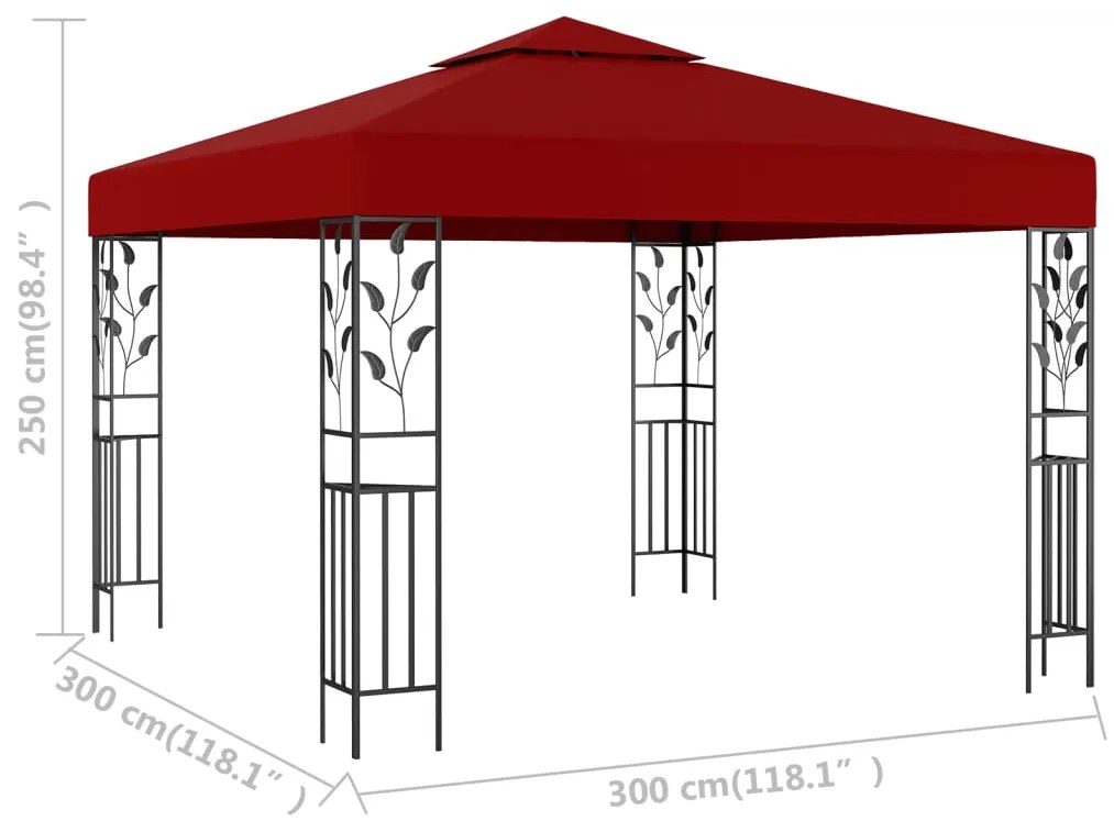 vidaXL Marketos Altán 3 x 3 m vínový