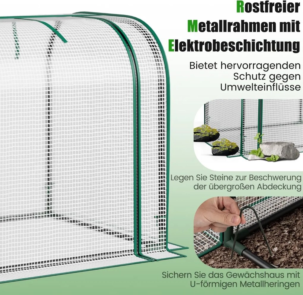 Costway Mini skleník 2 v 1 s PE krytem na vyvýšenou postel s rolovacími dvířky