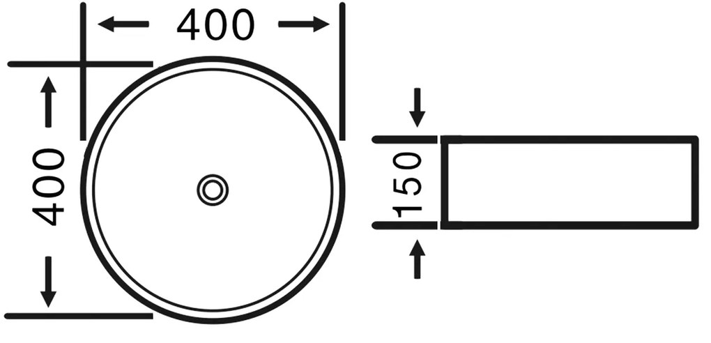 Aqualine umyvadlo na desku 40 cm bez otvoru pro baterii bez přepadu keramické bílá 40150