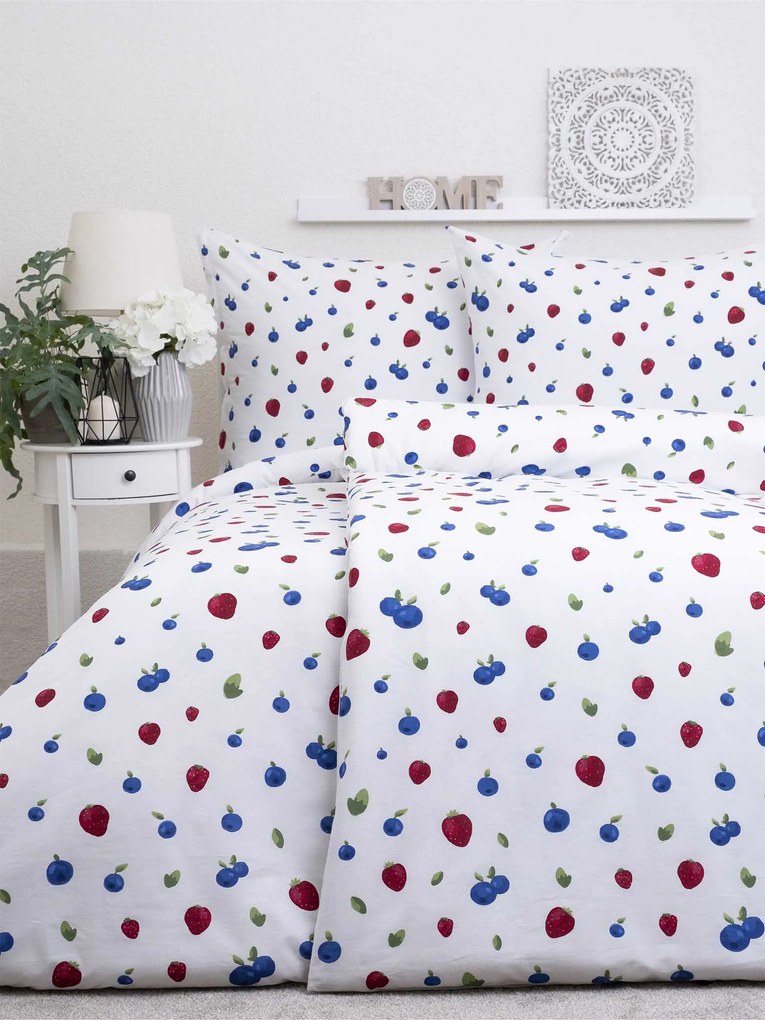 MK Lůžkoviny Francouzské bavlněné povlečení Renforcé - Lesní plody 220 × 200 cm, 2ks 70 x 90 cm