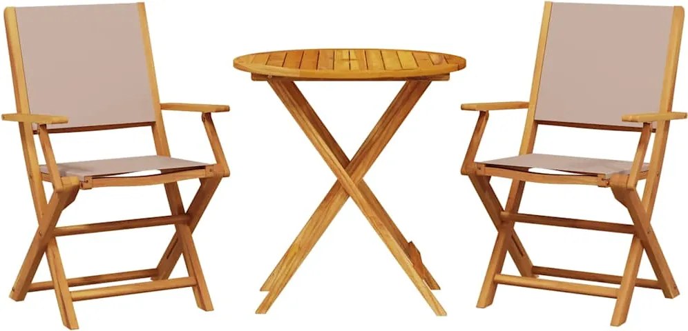 3dílný bistro set taupe textil a masivní dřevo 3281858