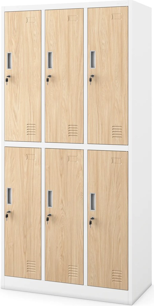 Šatní skříň 6-dveřová, bílá/dub sonoma, 900x1850x450 mm: IGOR Eco Design