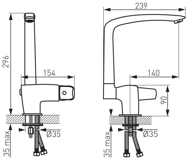 F-Design Avanza, stojánková dřezová baterie pod okno, chrom lesklý, FD1-A03-4-11
