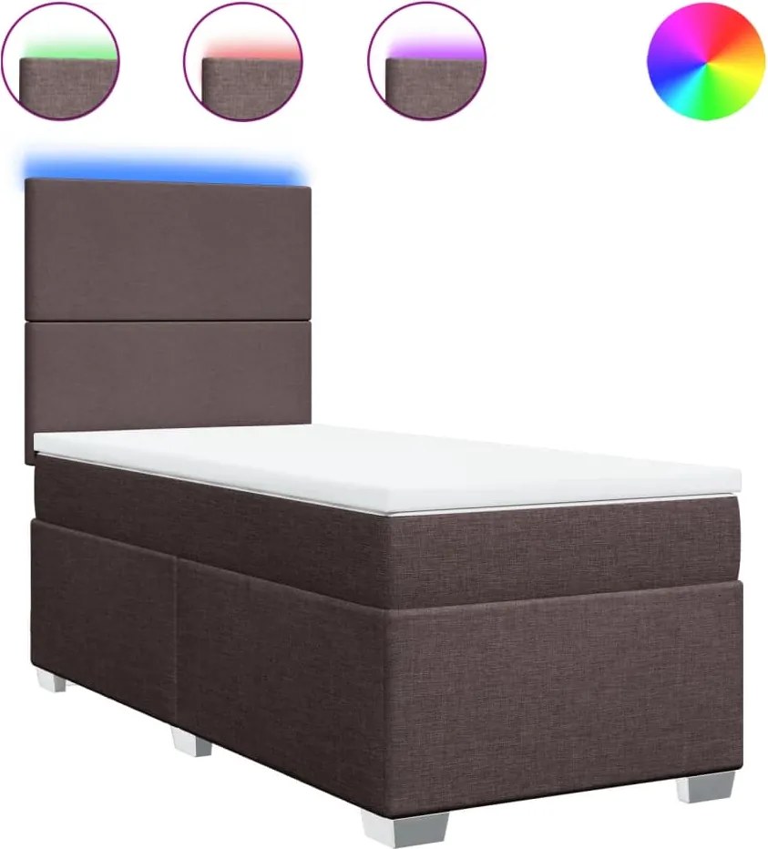 Box spring postel s matrací tmavě hnědá 90x190 cm textil 3292639