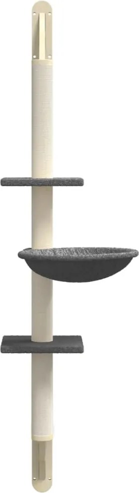 Nástěnné škrabadlo pro kočky se sloupkem tmavě šedé 142,5 cm 172397
