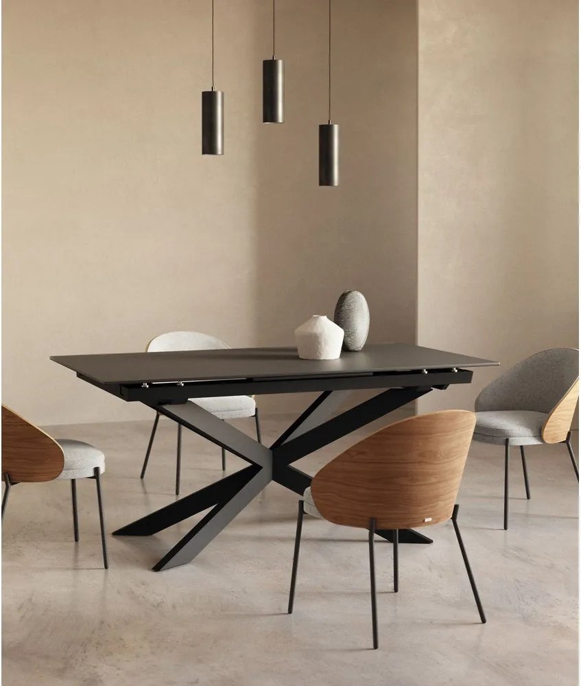 Rozkládací jídelní stůl s přídavnou deskou se skleněnou deskou 90x160 cm Atminda – Kave Home