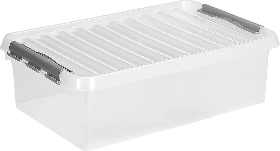 Box s víkem Q-Line, 60 × 40 × 18 cm, 32 l, transparentní