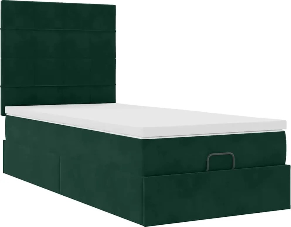 Osmanský rám postele s matracemi tmavě šedá 80x200cm samet 3313436