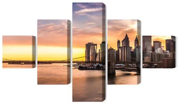 Vícedílný obraz Panorama Brooklynského Mostu Při Západu Slunce Nedostatek Nedostatek Plátno Canvas 250x150