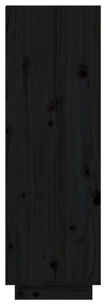 Botník černý 60 x 34 x 105 cm masivní borové dřevo - Default Title